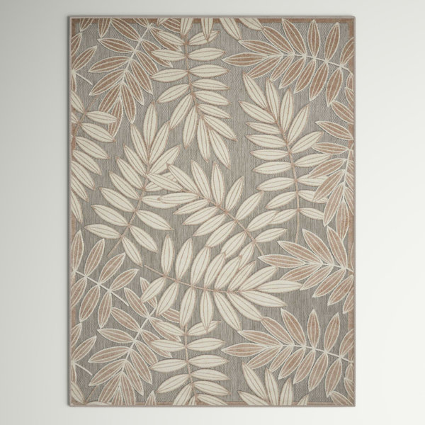 Lark Manor Tapis d'intérieur / extérieur à motif floral beige / crème / gris Arnhold et ...
